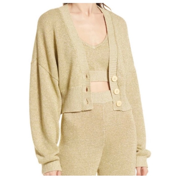Open Edit | Sweaters | Nwt Open Edit Metallic Knit Cardigan Flawed ...